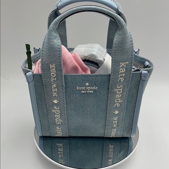 kate spade | Bags | Kate Spade Denim Blue Mini Tote With Structured ...